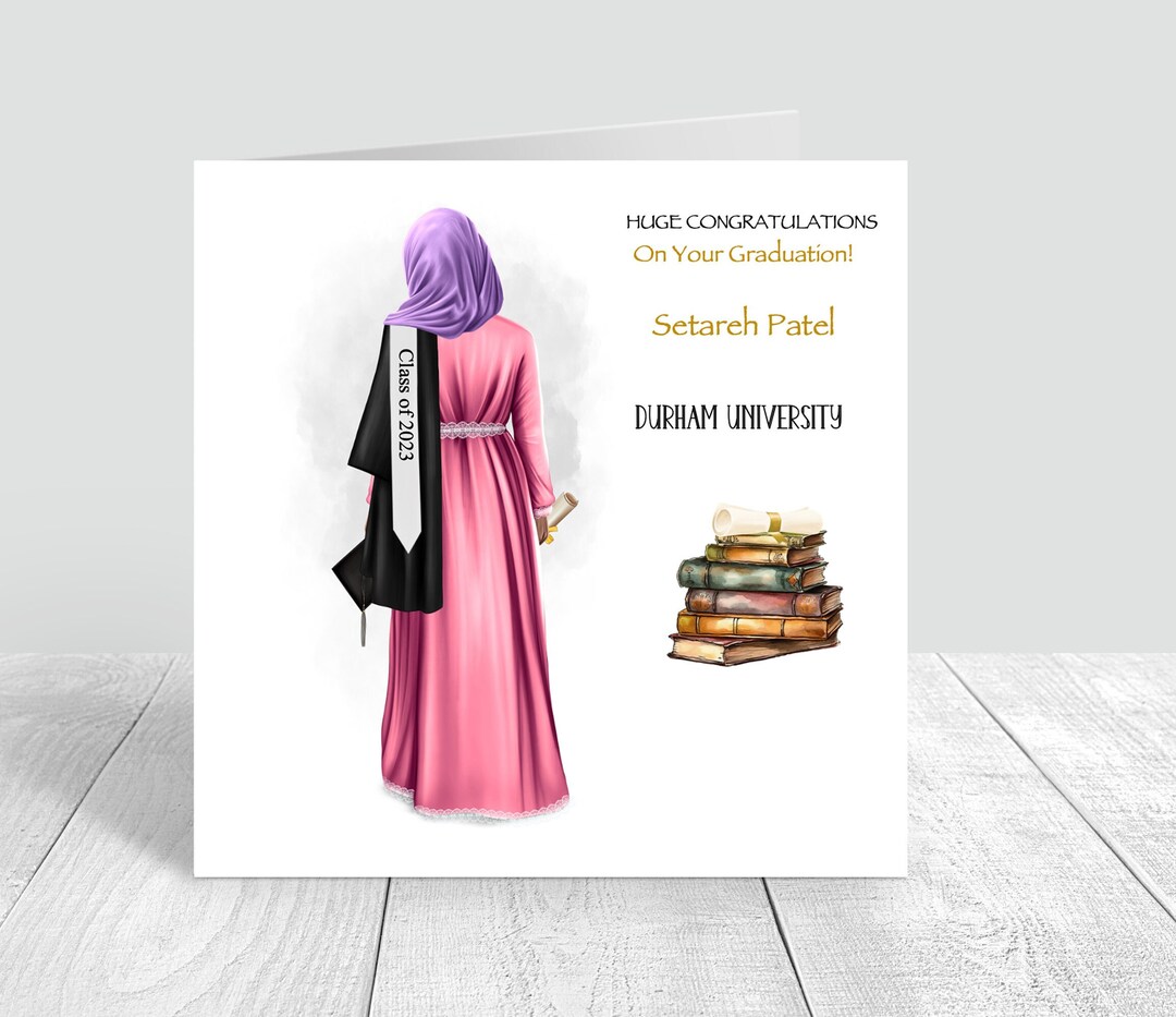 Graduation Card for Muslim Women Personalised Congratulations / Well ...