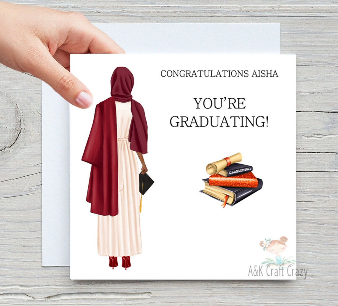 Graduation Card for Muslim Women Personalised Congratulations - Etsy UK
