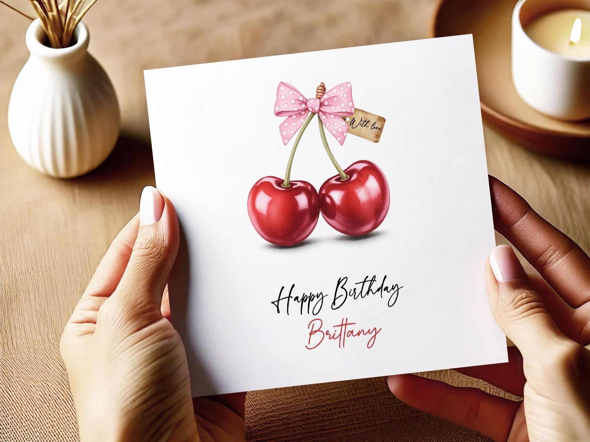 Personalised Cherry Birthday Card for Her • Cute Fruit Birthday Card ...
