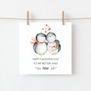 Personalised Happy Valentine's Day Card Penguin Love Card Girlfriend ...