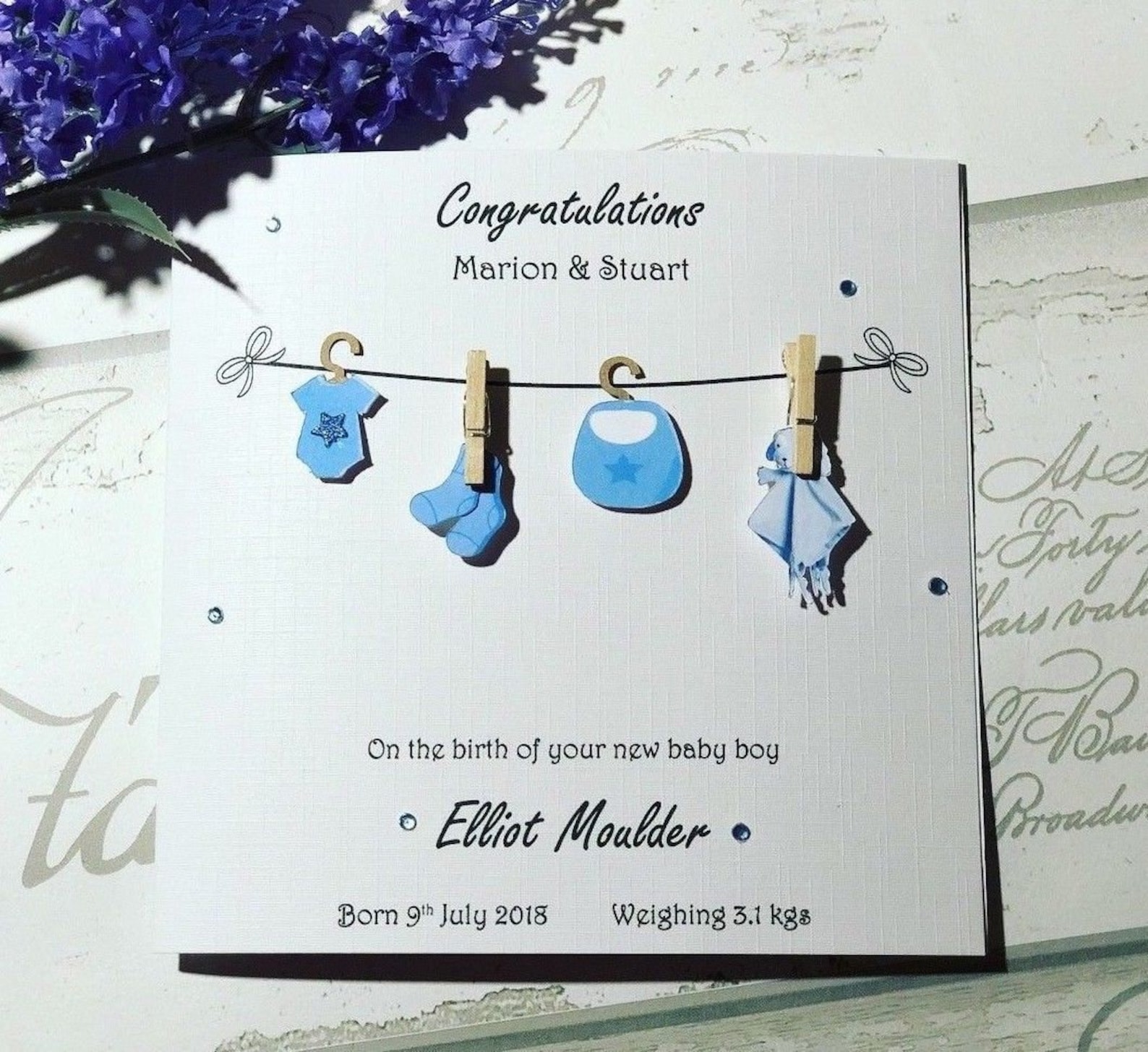 Personalised New Born Baby Boy Card Greetings Card Keepsake - Etsy UK