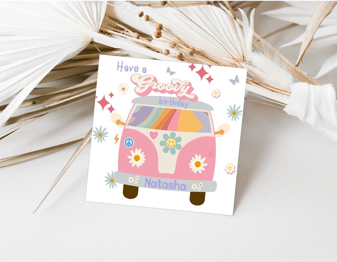 Girls Groovy Birthday Card Personalised Greetings Card Retro - Etsy