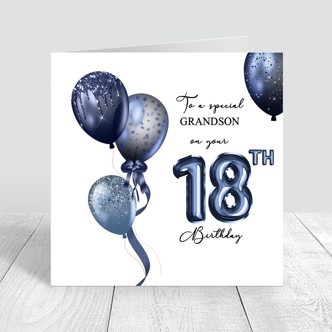 18th Birthday Card , Navy Blue Balloons, Cards for Men Happy Birthday ...