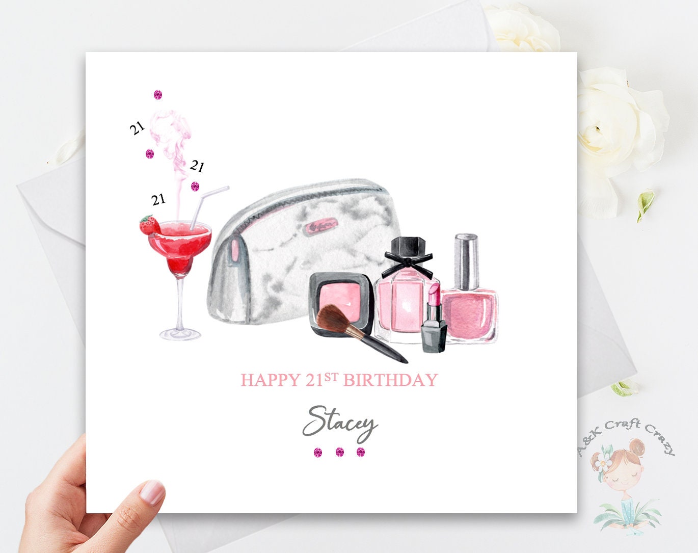 Womens Personalised Make up Birthday Card Handmade - Etsy UK