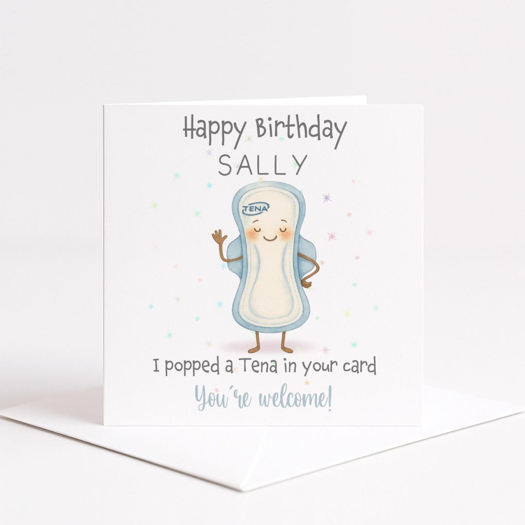 Funny Tena Lady Birthday Card • Personalised Humour Card for Friend ...