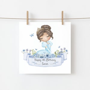 Personalised Girls Princess Birthday Card Handmade Cute Greetings Card ...