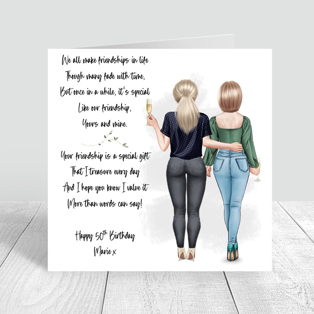 Women's Personalised Best Friend Happy Birthday Handmade Card for ...