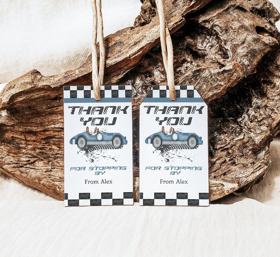 Personalised Race Car Party Favour Tags, Motorcross Racer Thank You ...