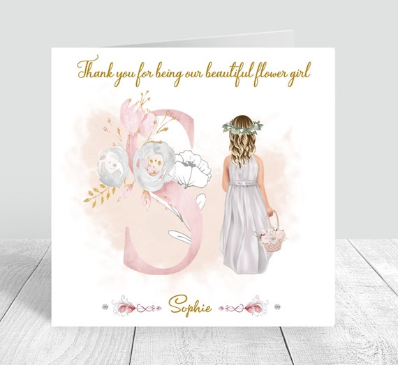 Beautiful Thank You Flower Girl Card Customise Hair - Etsy