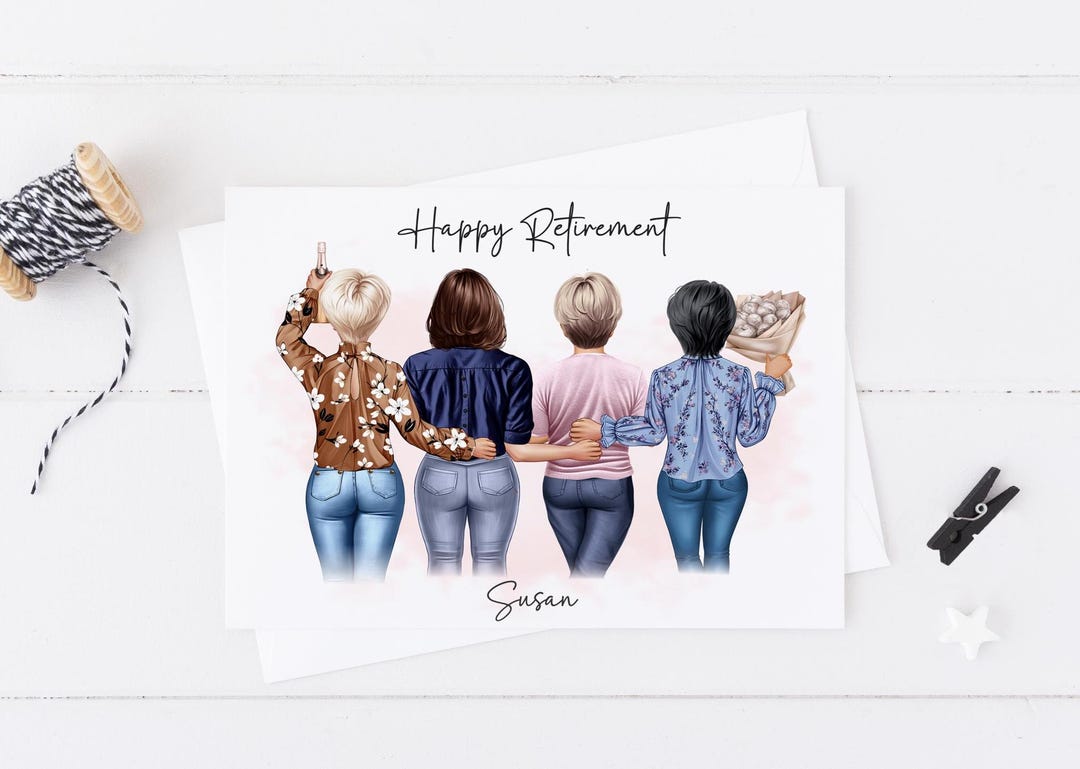 Women's Personalised Retirement Card, Girl Group Women's Handmade ...