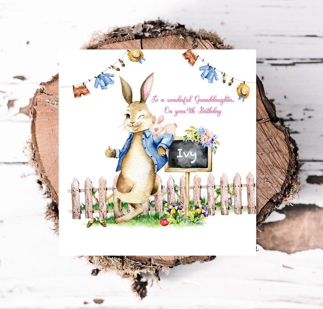 Personalised Girls Rabbit Birthday Card Handmade 5th Birthday - Etsy