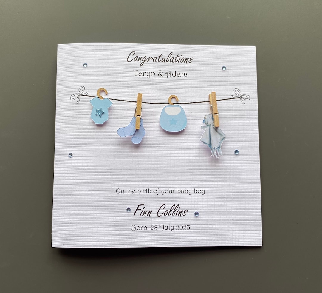 Personalised New Born Baby Boy Card, Greetings Card, Keepsake Handmade ...