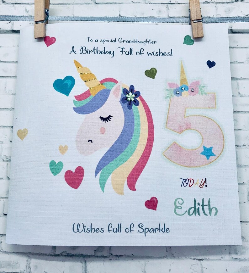 Girls Unicorn Birthday Card Handmade Personalised 2nd/3rd/4th - Etsy