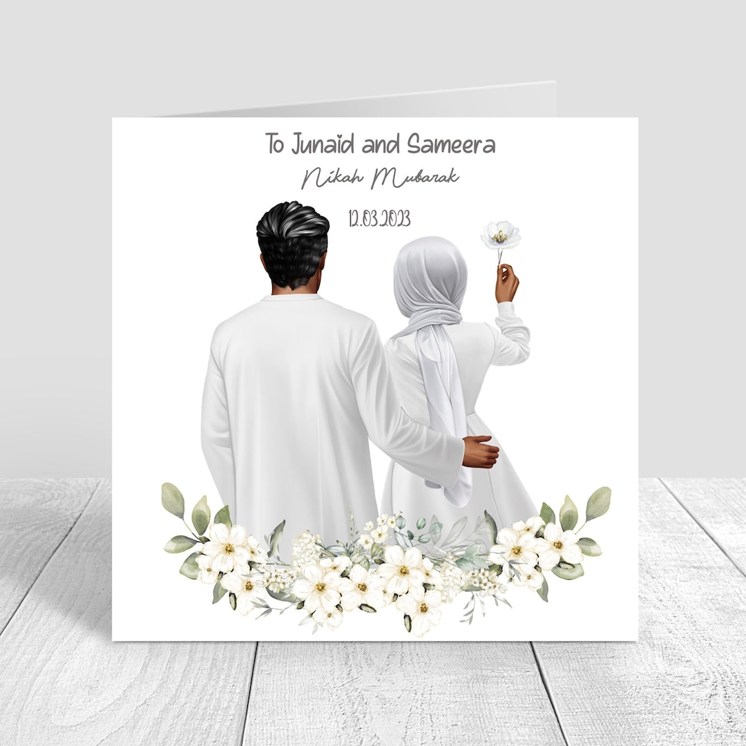Personalised Muslim Nikah Mubarak Handmade Card Wedding Day - Etsy