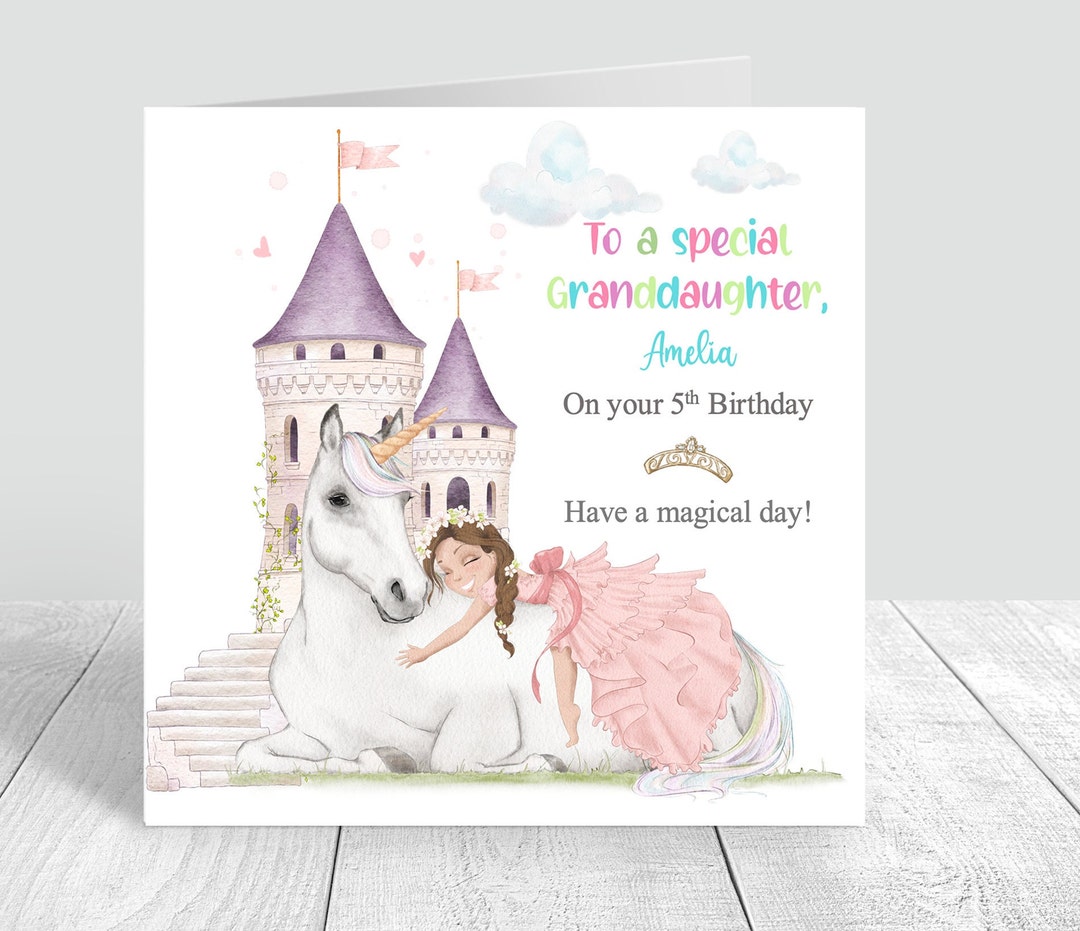 Personalised Girls Princess Castle Birthday Card Handmade Cute Birthday ...