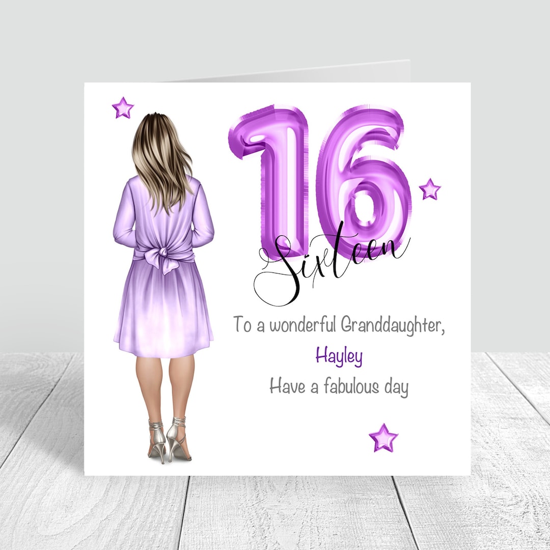 Personalised Girls Happy Birthday Card 16th Birthday Card Sweet 16 ...