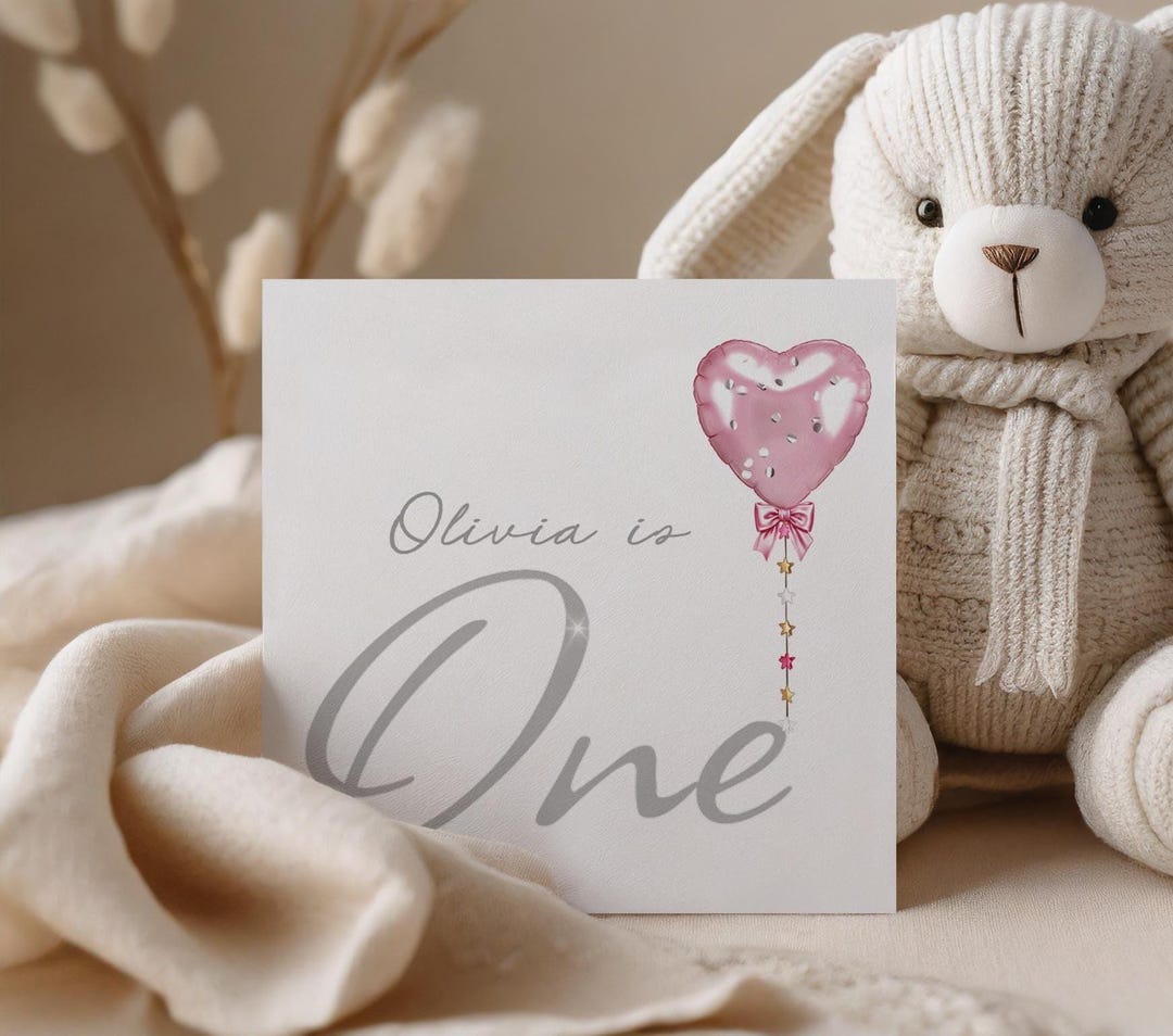 Personalised 1st Birthday Card – Custom Name Girl Birthday Card – Heart ...