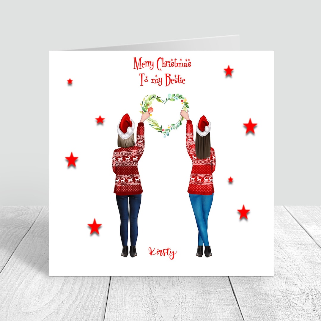 Merry Christmas Best Friend Christmas Card Personalised Xmas Card for ...