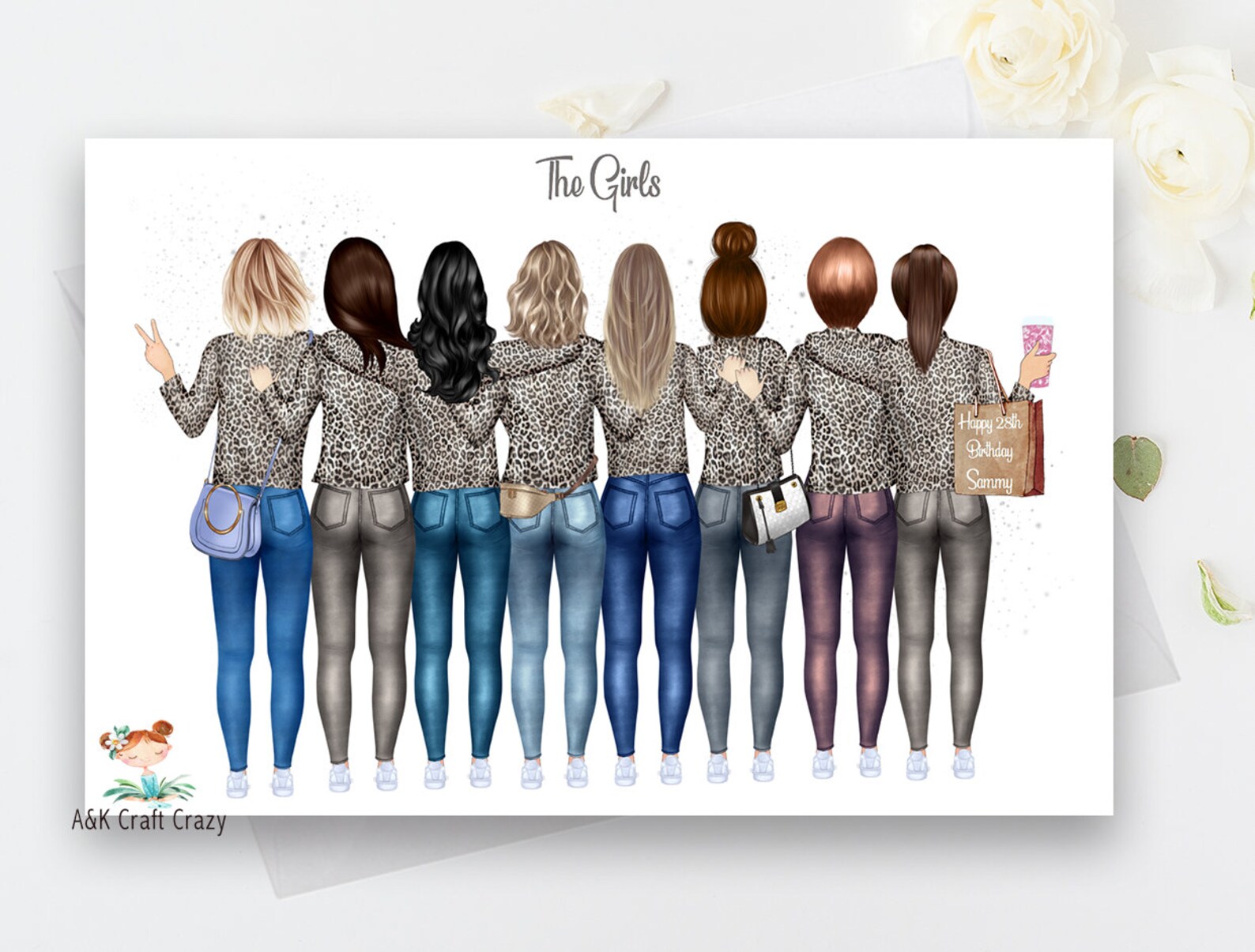 Womens Handmade Birthday Card Girl Group Personalised - Etsy UK