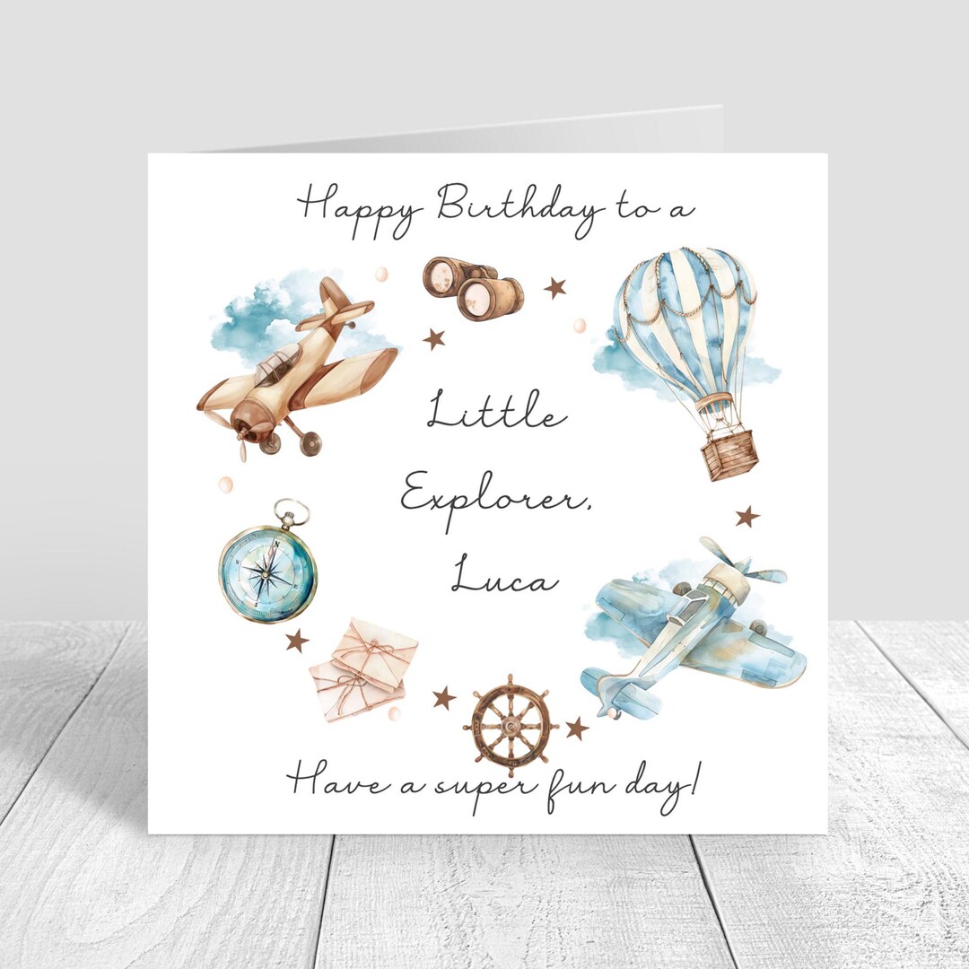 Boys Birthday Card Personalised & Handmade Adventurer Birthday Card ...