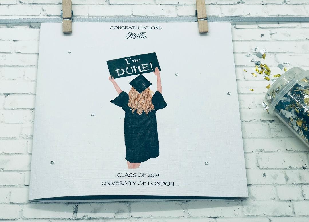 Graduation Handmade Card for Women Personalised - Etsy UK