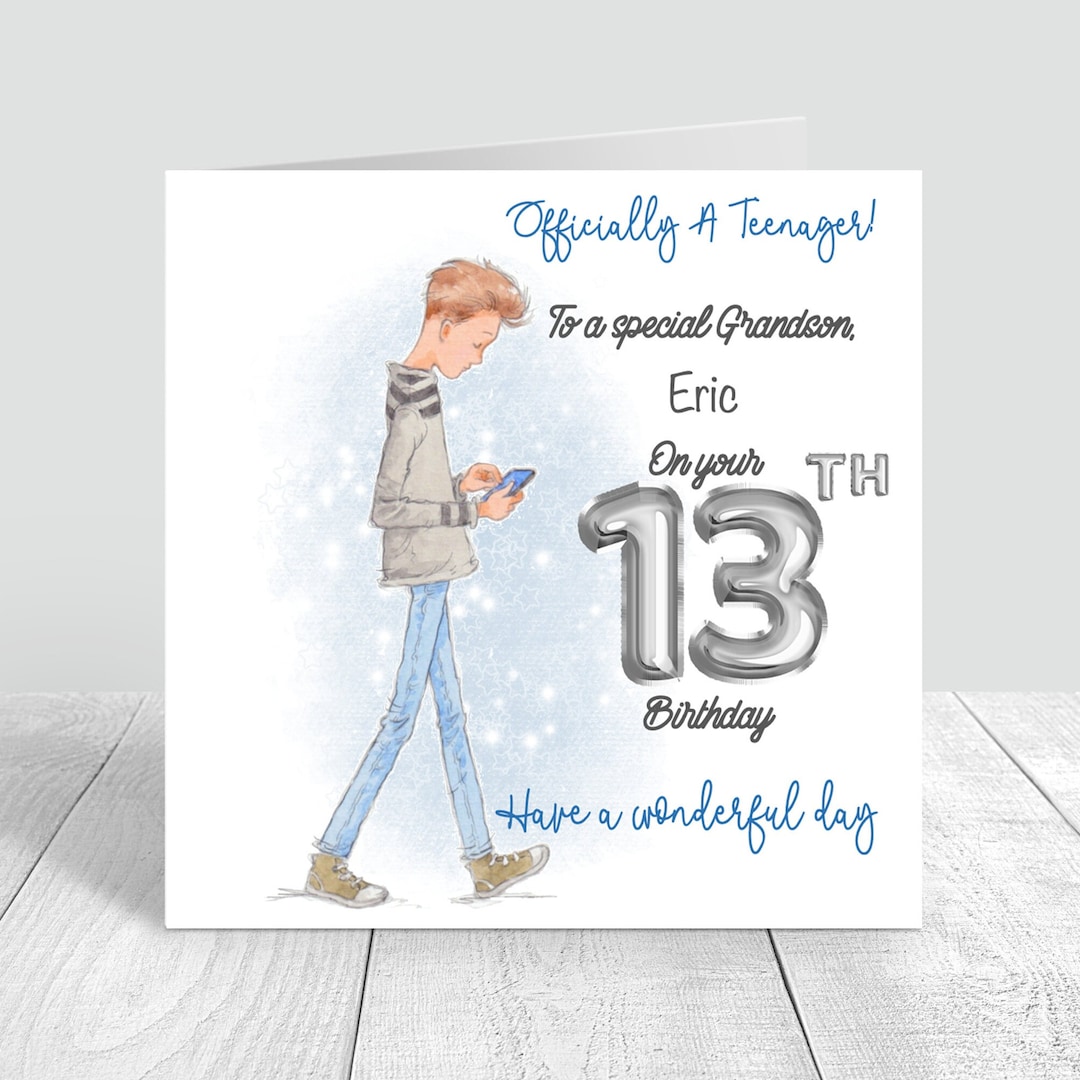 Boys 13th Birthday Card Handmade Personalised Card Officially a ...