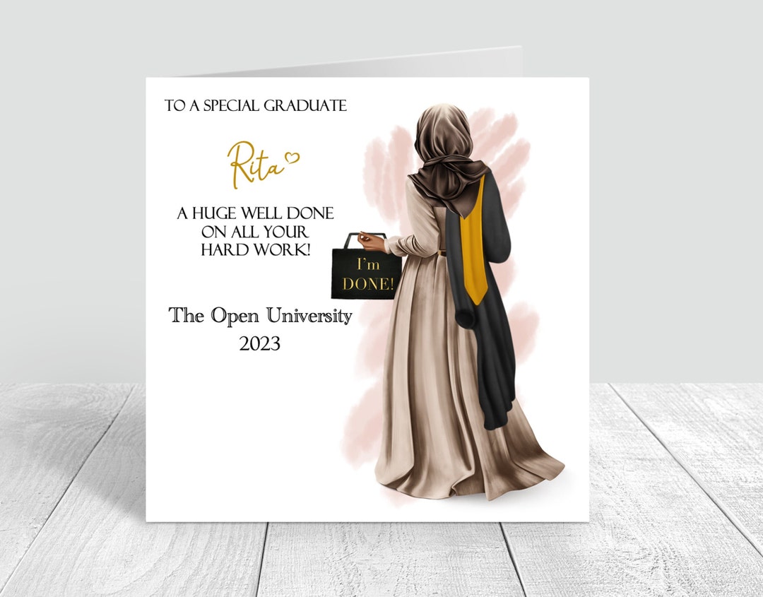 Graduation Card for Muslim Women Personalised Congratulations / Well ...