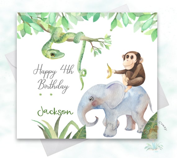 Personalised Boys/girls Jungle Birthday Card Handmade Any Age - Etsy