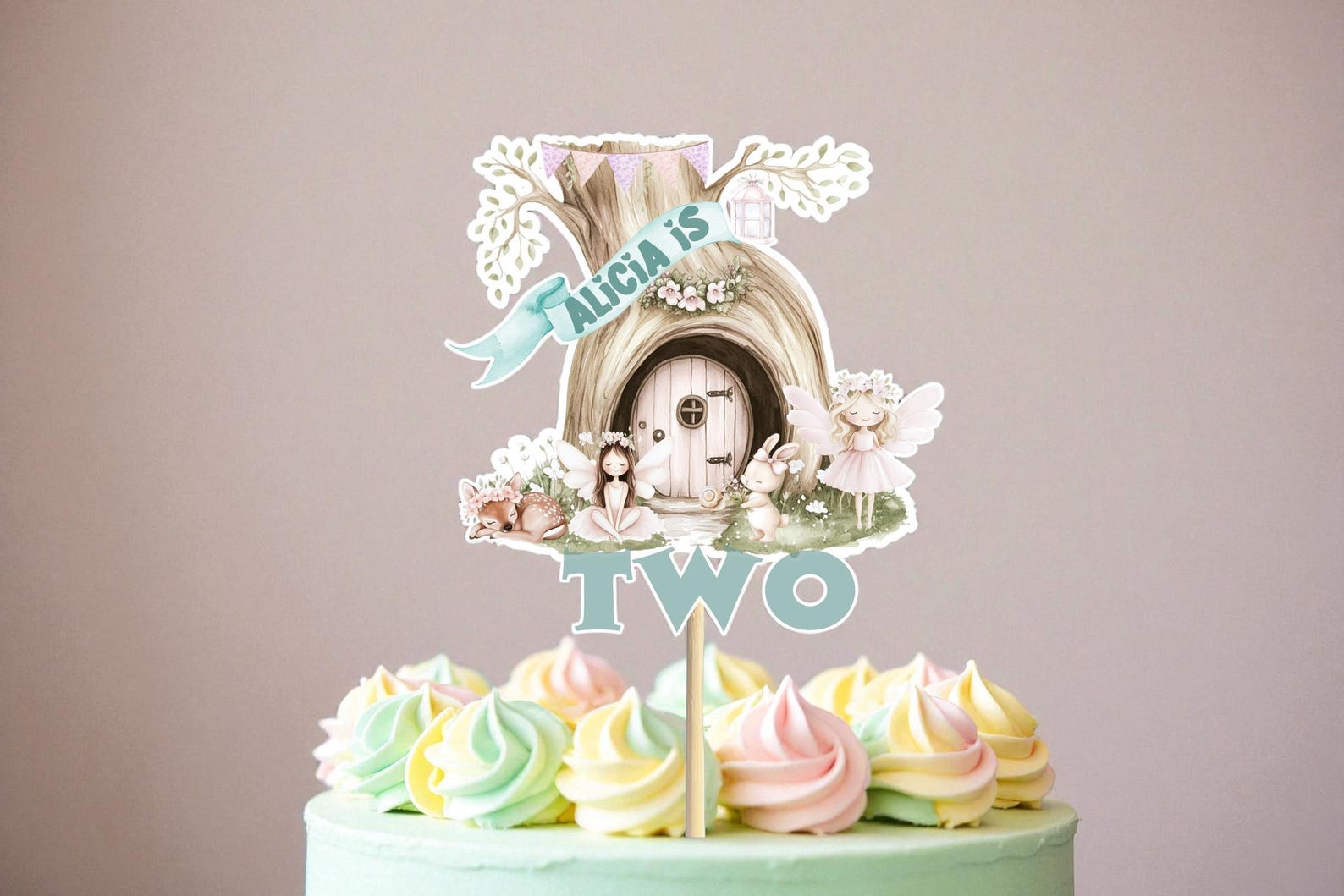 Personalised Fairy Cake Topper, Centrepiece, Cute Fairies Birthday ...
