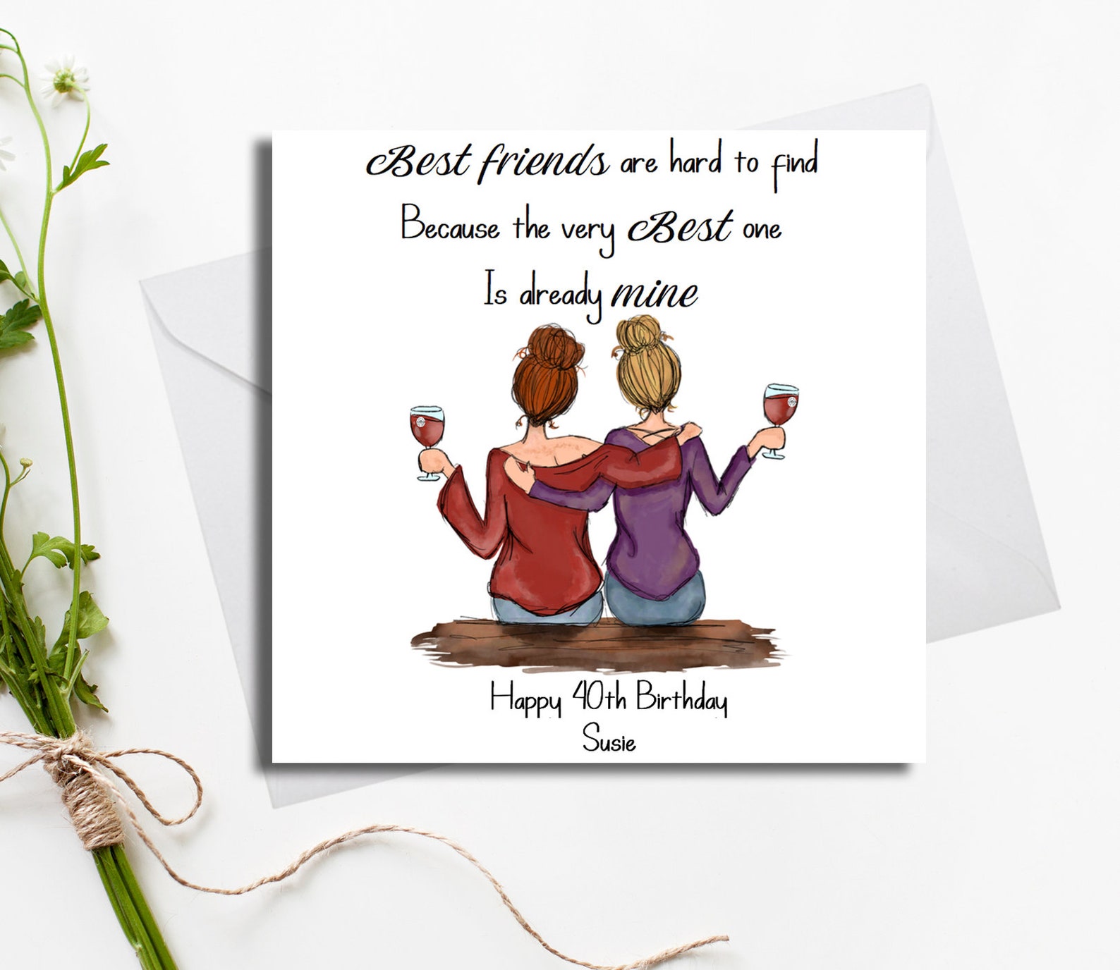 Birthday Card Women's Best Friend Handmade/ Personalised - Etsy