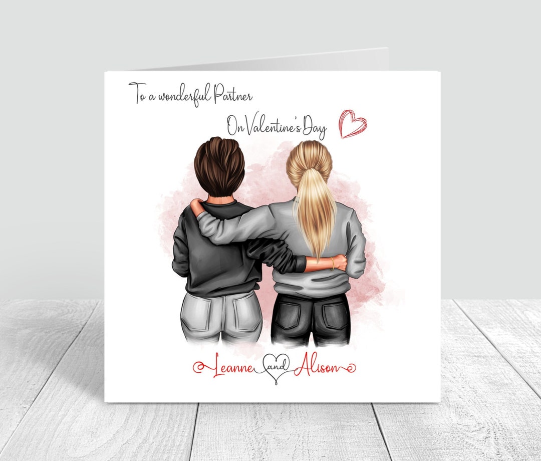 Personalised Happy Valentines Day Card Same Sex Couple Valentines Day