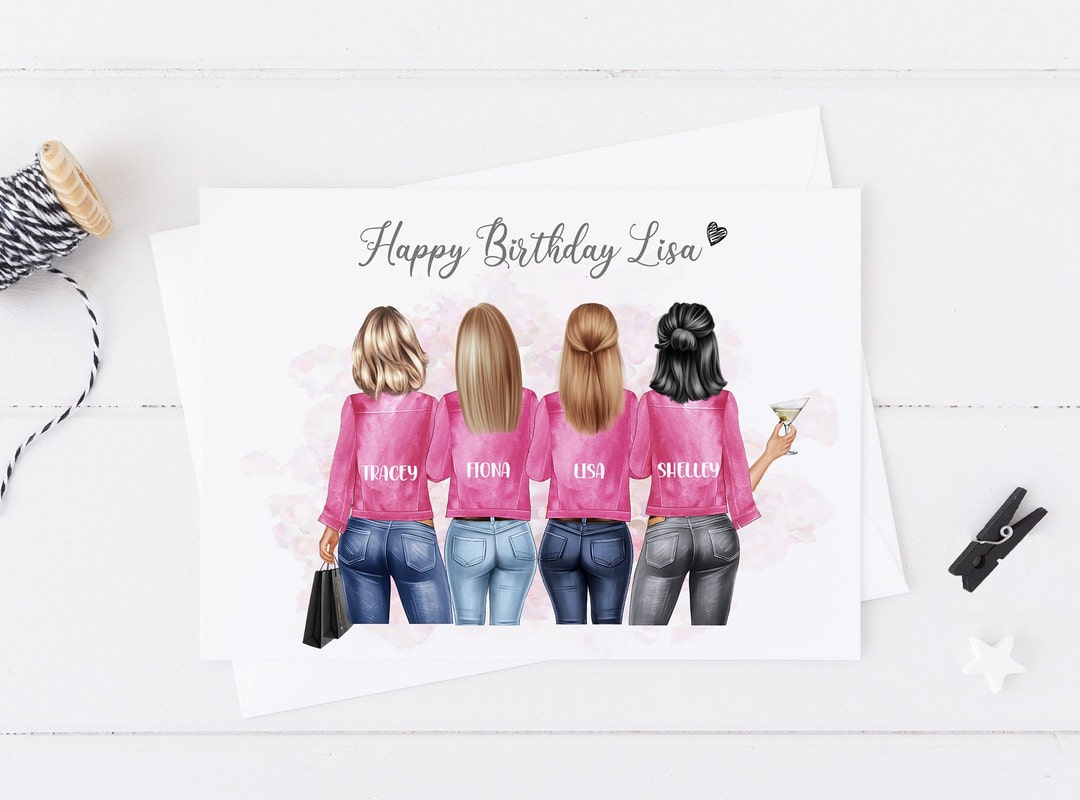 Womens Personalised Birthday Card Girl Group Women's - Etsy