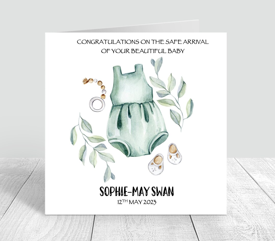 Personalised Congratulations New Born Baby Card, Gender Neutral, Baby ...