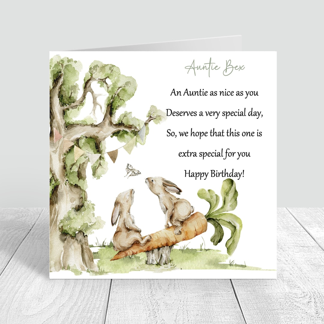 Personalised Auntie Birthday Card, Aunt Woodland Birthday Card Happy ...