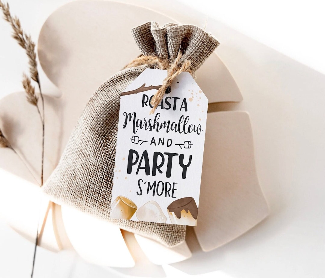 Marshmallow, S'more Party Decor Roast a Marshmallow Birthday Gift Tags ...