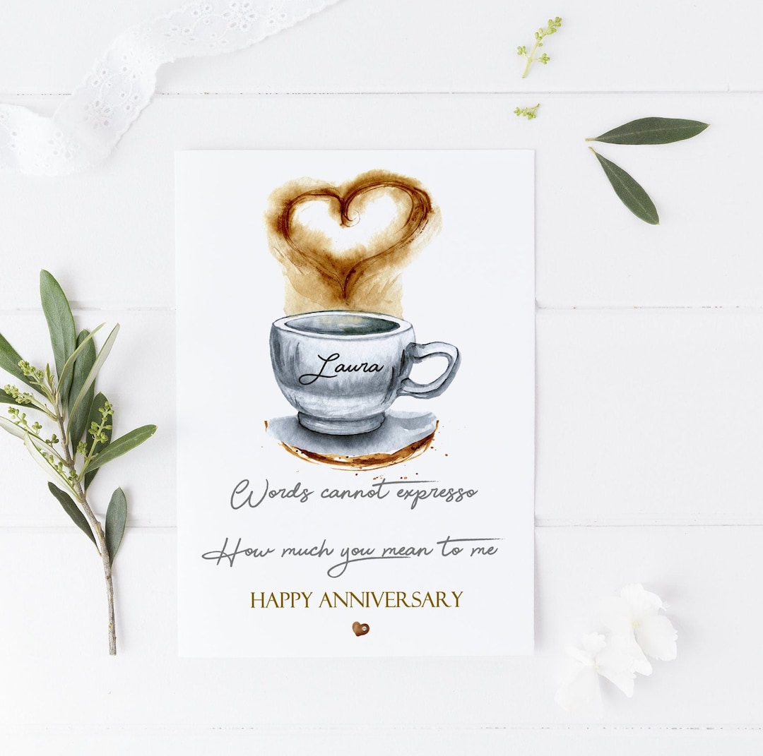 Personalised Expresso Coffee Anniversary Card Love/ Coffee Lover Wife ...