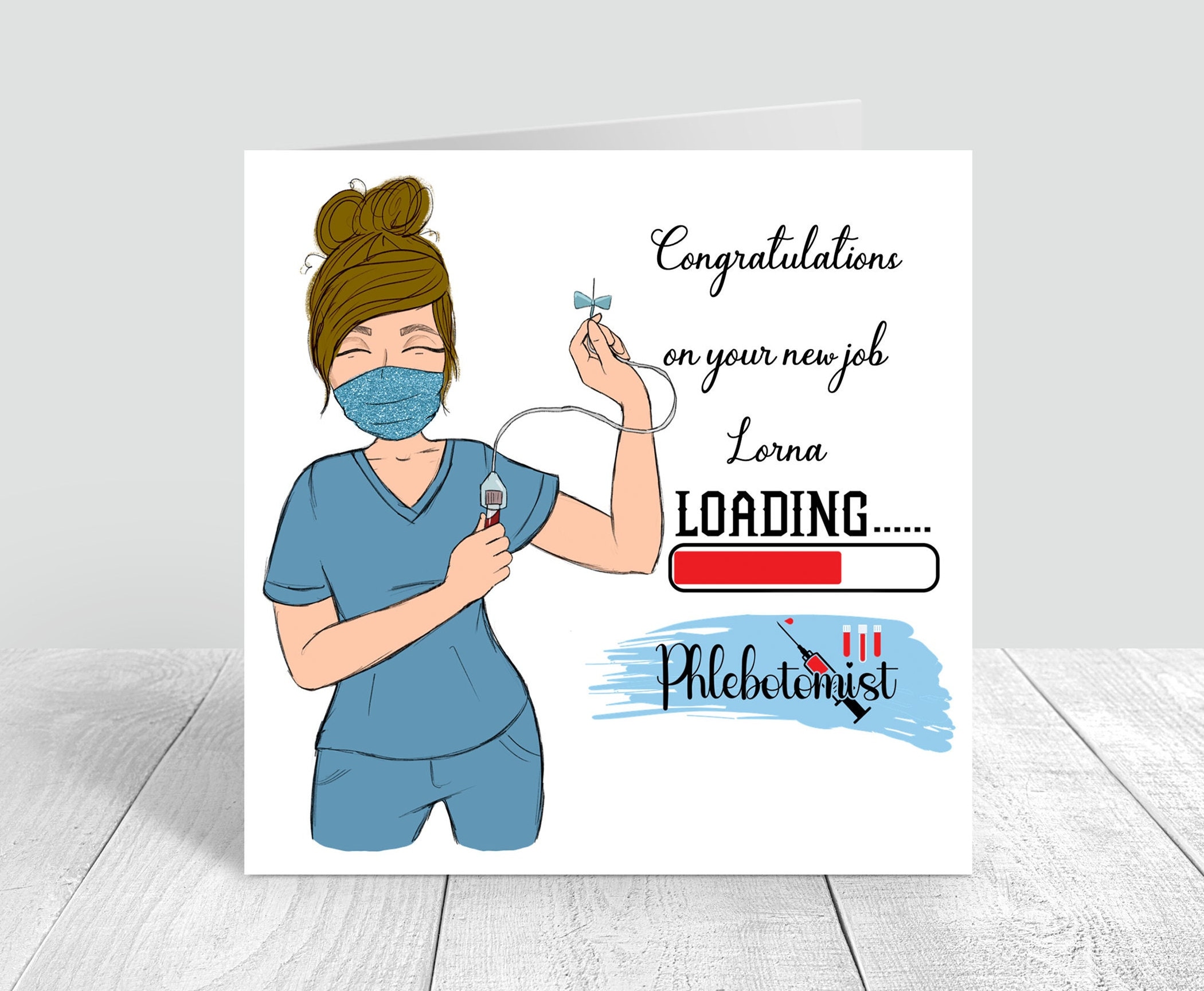 Congratulations New Job Card Phlebotomist Nurse Handmade Card New Job ...