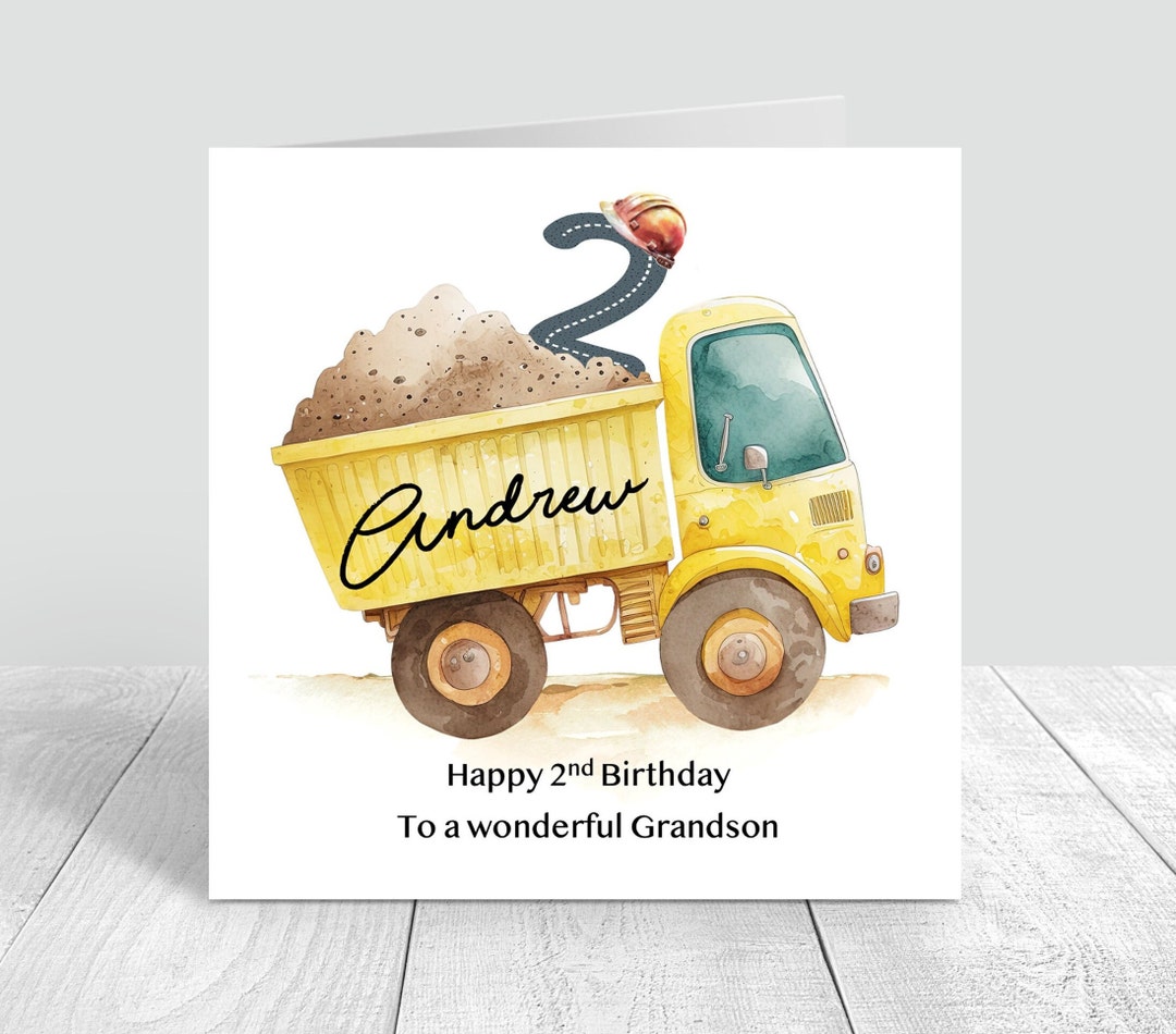 Personalised Boys Digger Birthday Card 1-10 Grandson Nephew Son Cousin ...