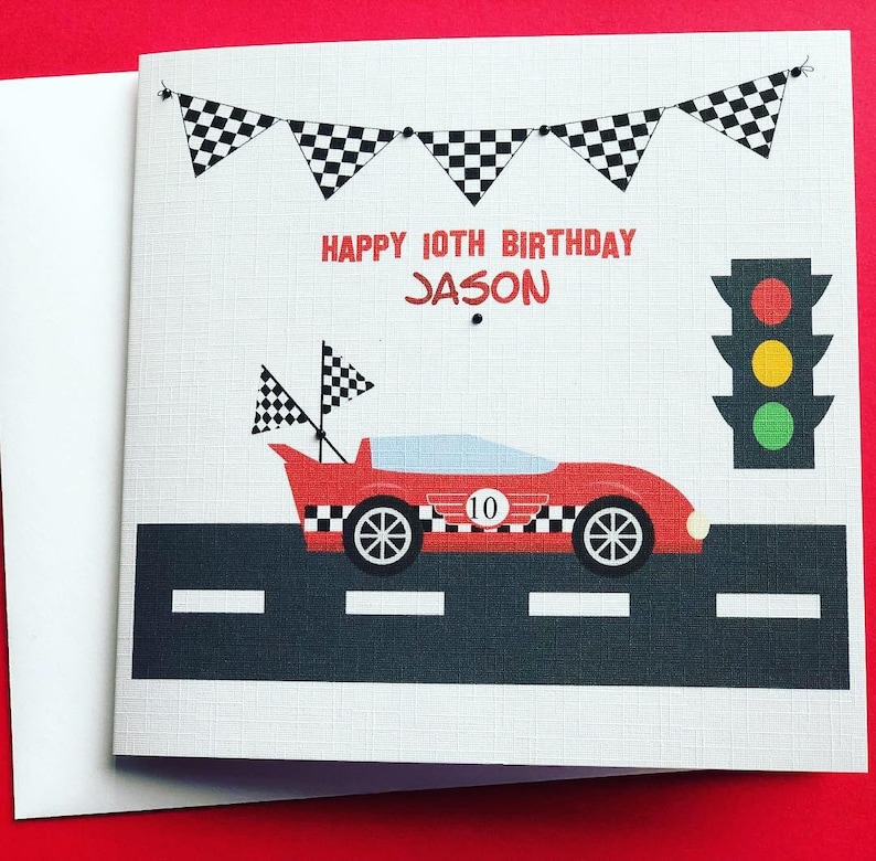 Boys Race Car Birthday Card Handmade & Personalised 6th 8th/ | Etsy