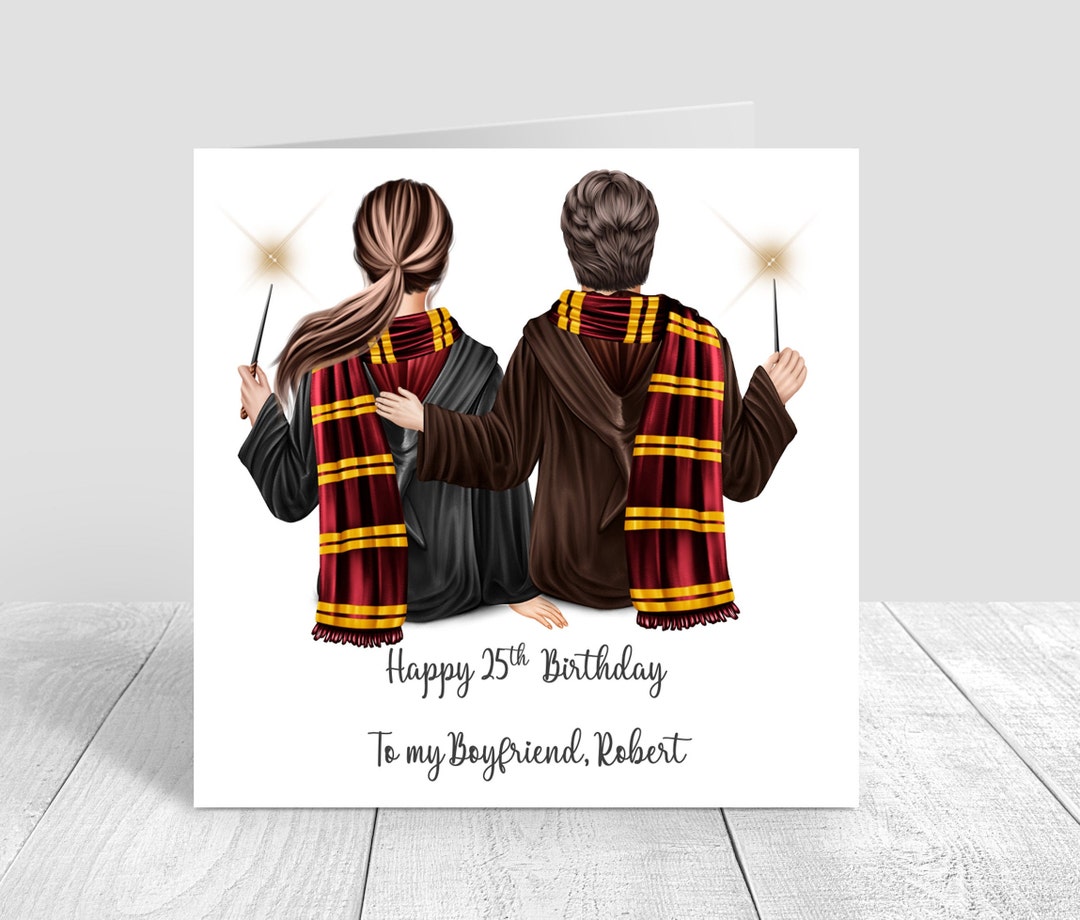 Personalised Happy Birthday Card Wizard Couple Card Magic, Wand Partner ...