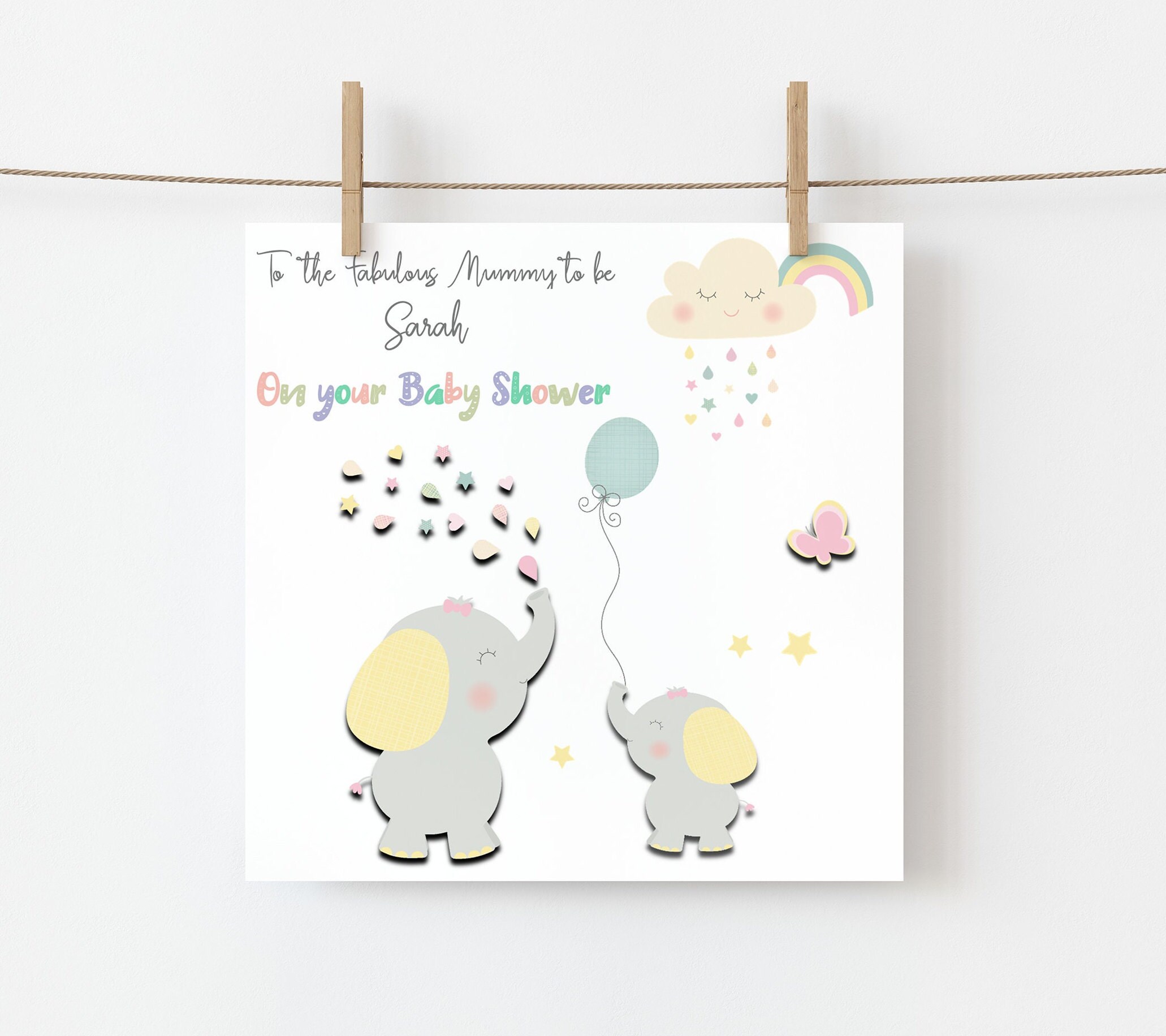Personalised Baby Shower Card Handmade Congratulations New - Etsy