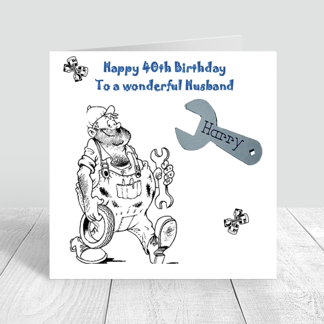 Mens Mechanic Birthday Card Handmade and Personalised 18th /21st/ 25th ...