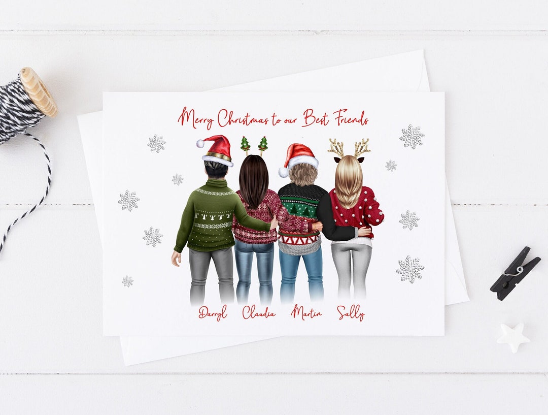 Large Best Friends Christmas Card, Neighbours, Personalised Christmas ...
