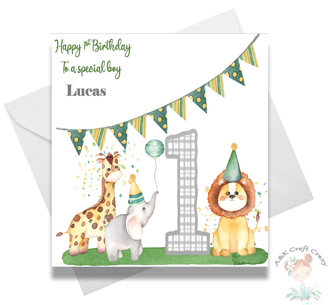 Personalised Boys 1st Birthday Card Handmade First Birthday - Etsy UK