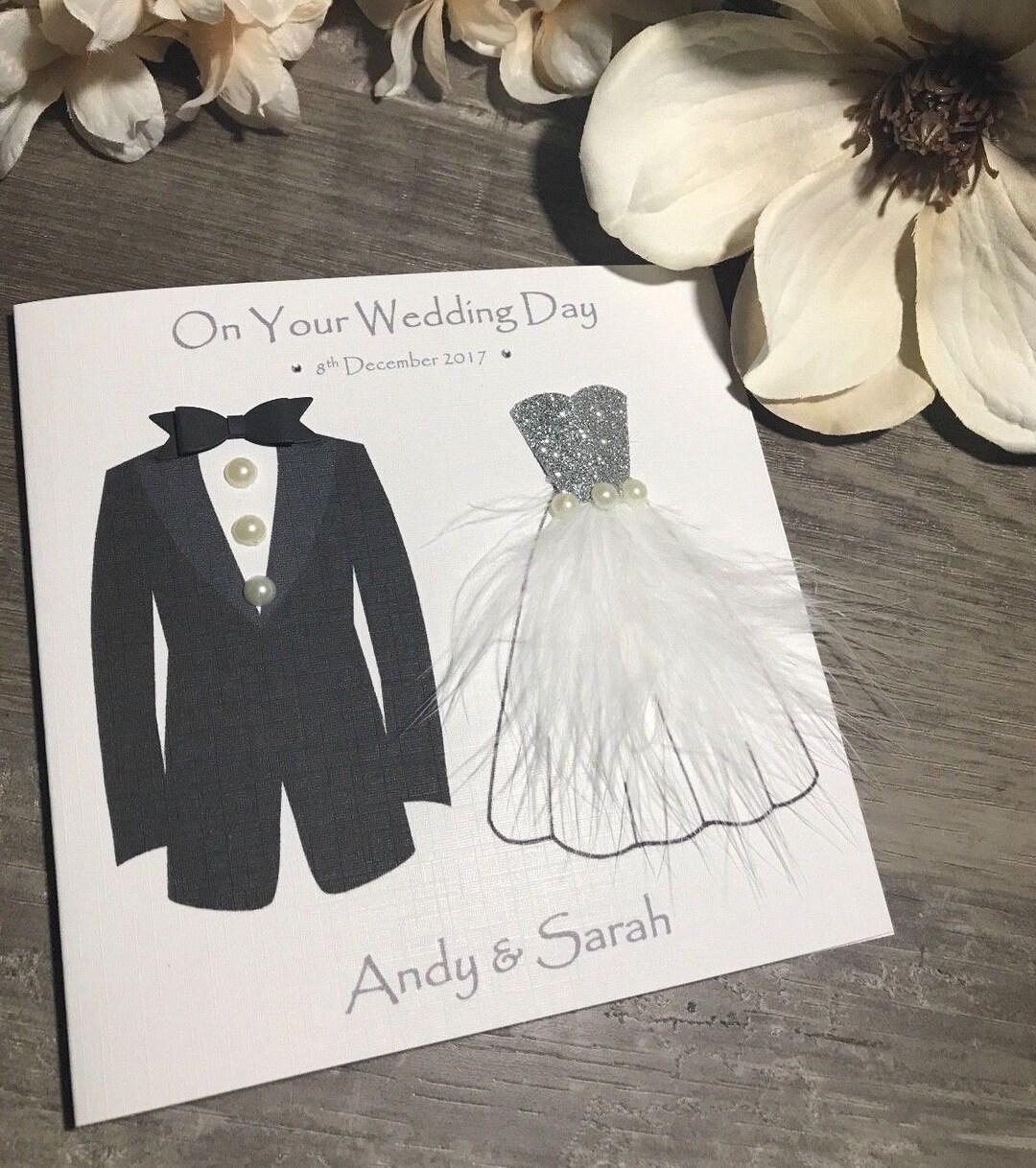 Beautiful Handmade Wedding Day Card- Men/women Bride & Groom ...