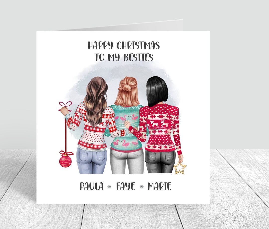 Merry Christmas Handmade Bestie Card Xmas Personalised Card - Etsy