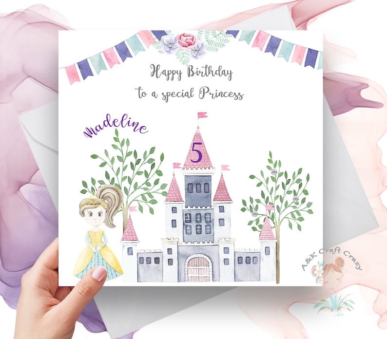 Girls Princess Birthday Card Handmade and Personalised 2nd 3rd - Etsy UK