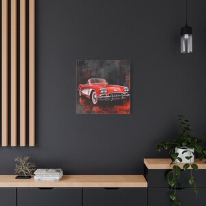 1960 Red Corvette Fine Art Canvas Vintage Corvette Red Corvette Lover ...