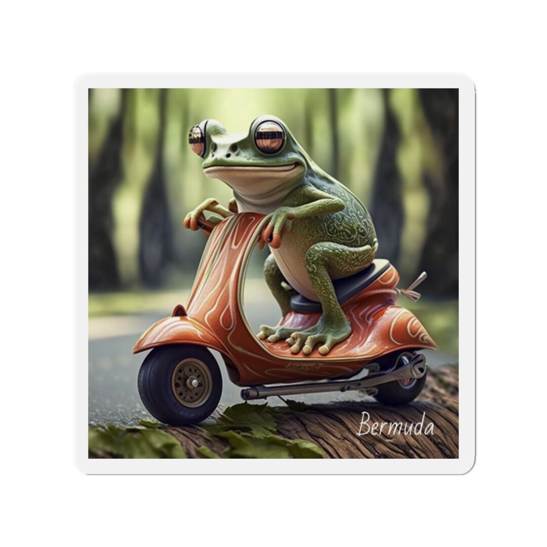 Die-cut Magnets - Cute Bermuda Tree Frog Scooter Magnet, Fun Animal ...