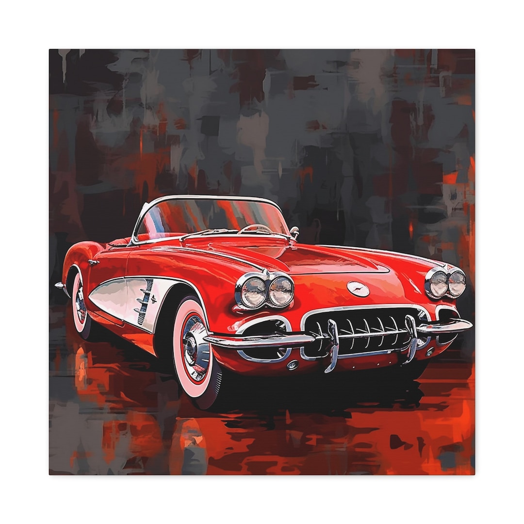 1960 Red Corvette Fine Art Canvas Vintage Corvette Red Corvette Lover ...